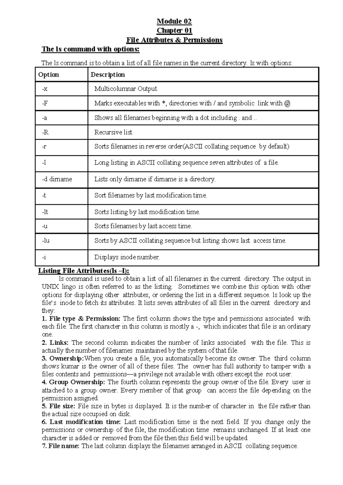 Unix Modul 2 - Ntg - Module 02 Chapter 01 File Attributes & Permissions ...