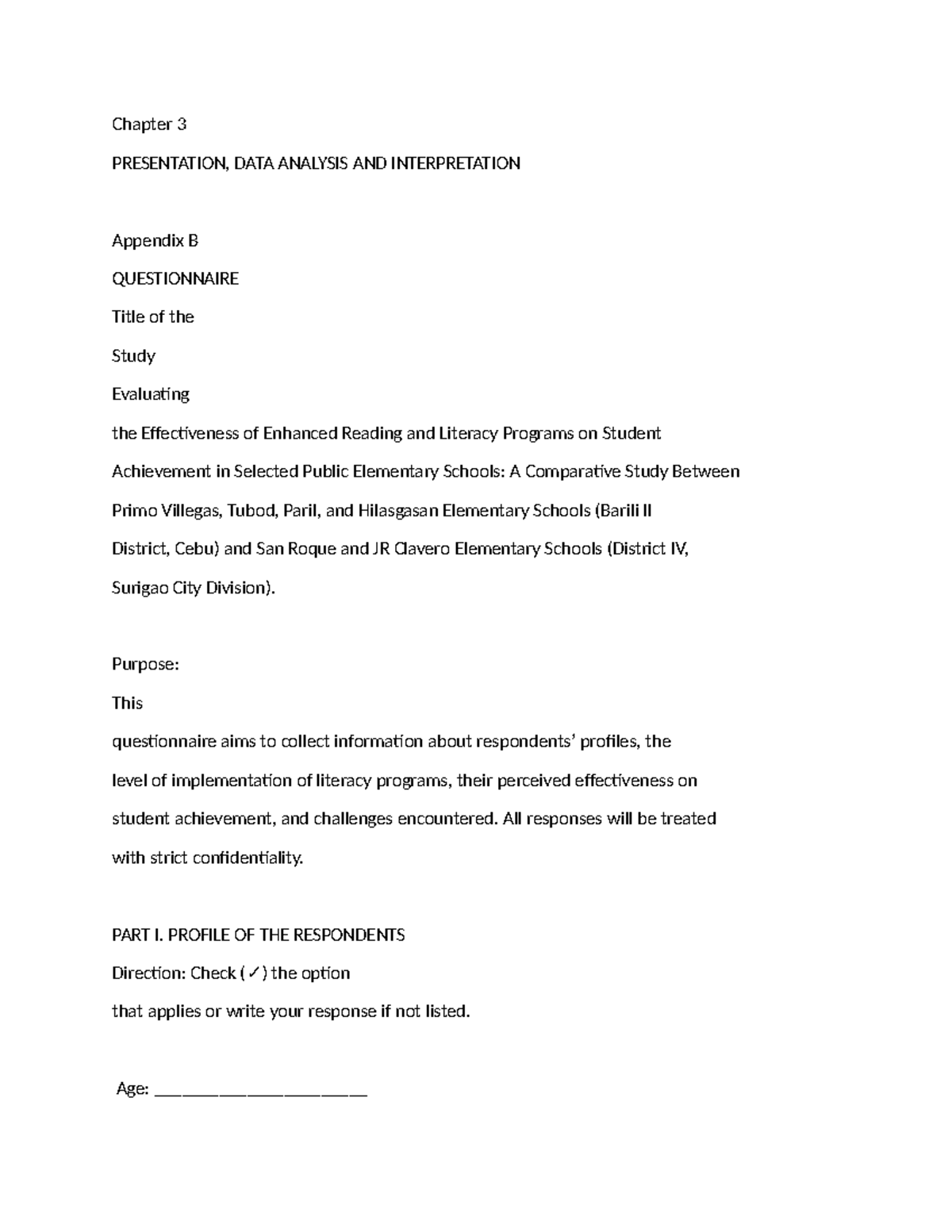 Chapter 3 - Data Analysis & Interpretation: Literacy Programs ...