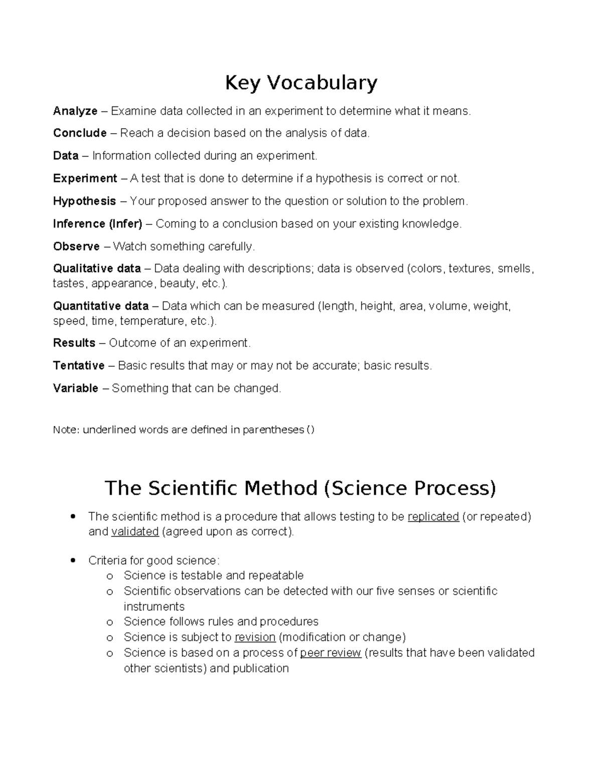 Science Process Notes: Understanding the Scientific Method (SCI101 ...