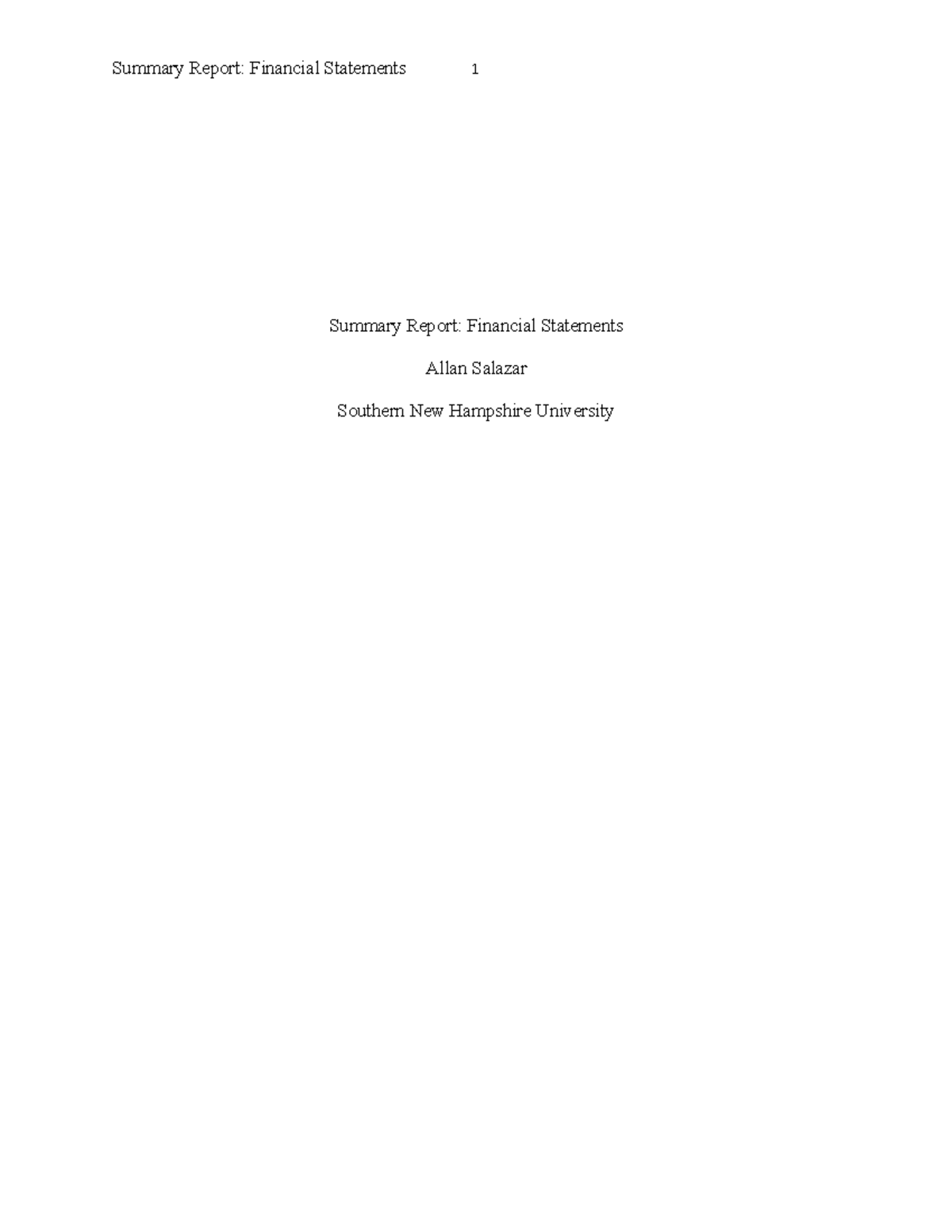 ACC 201 Project Summary Report on Financial Statements Analysis - Studocu