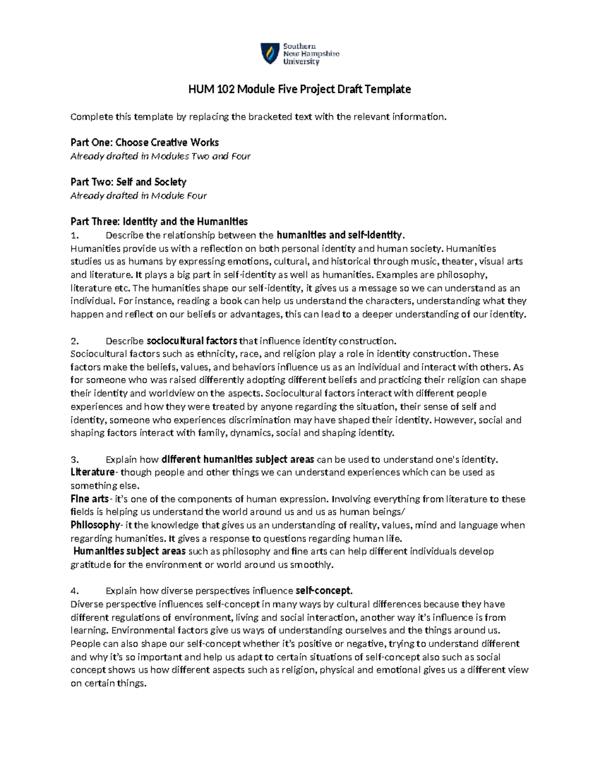 HUM 102 Module 5 Project Draft: Exploring Identity & Humanities - Studocu