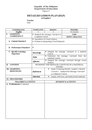 Sample Lesson Plan for Learners with Learning Disabilities (ENG I ...