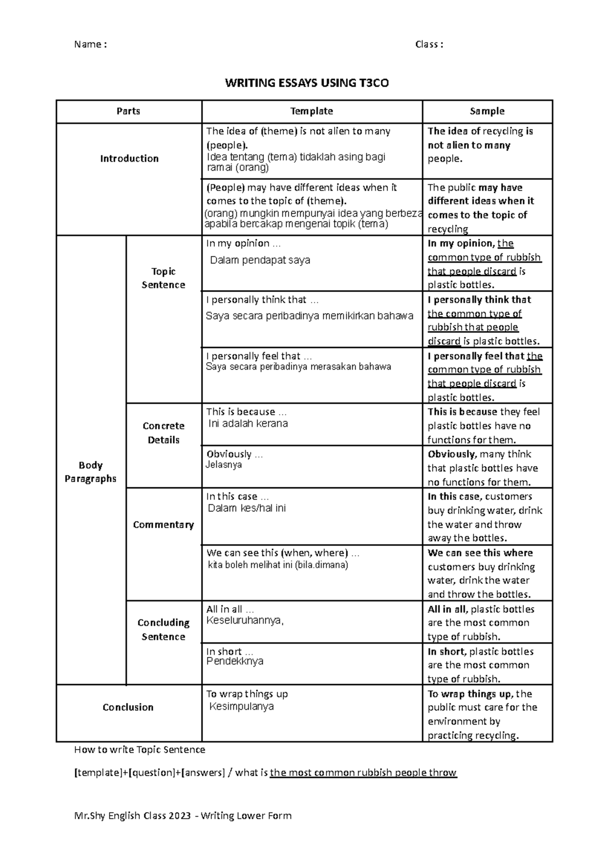 T3CO Final Exam - Writing Body Paragraphs for Essays - Studocu