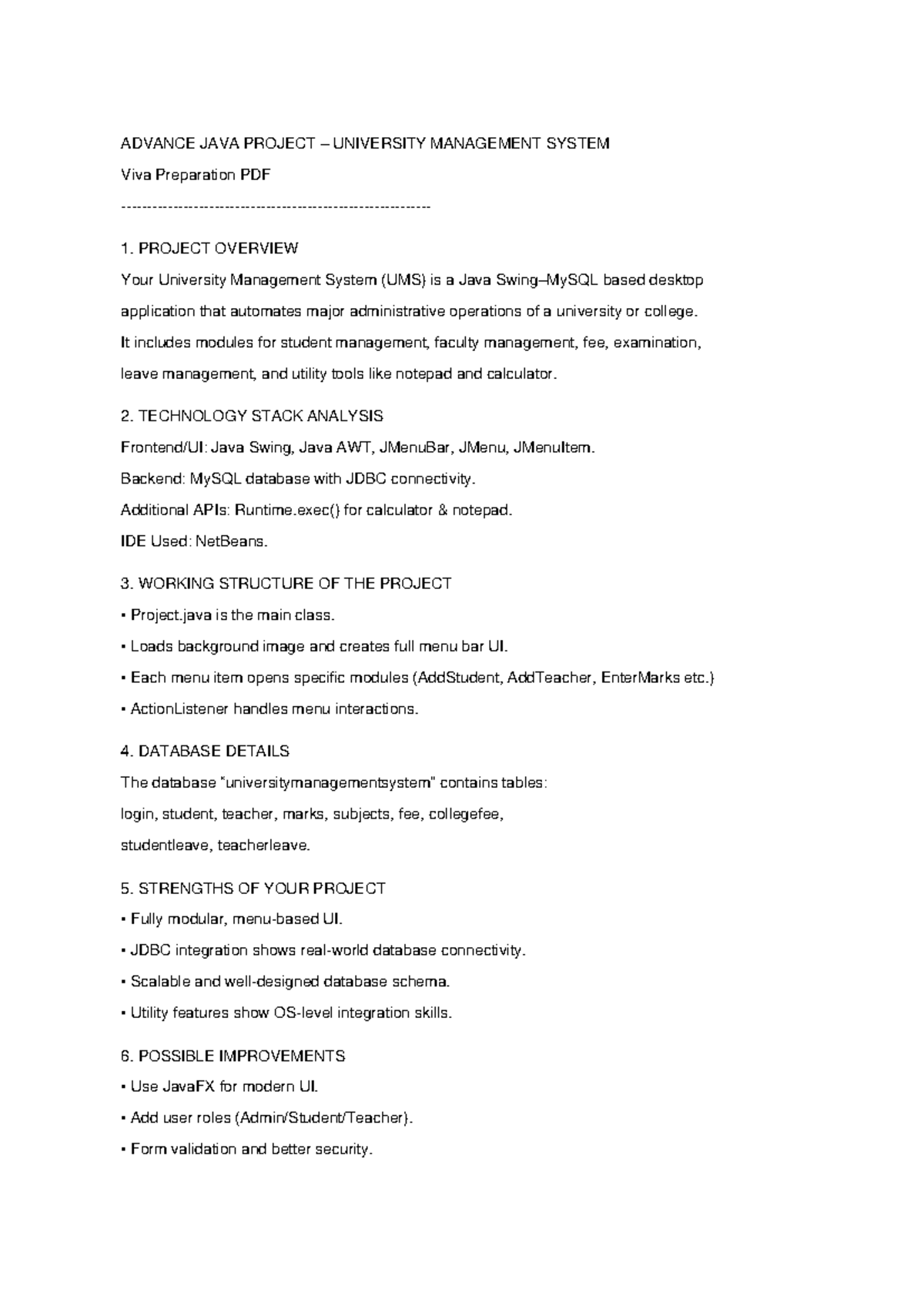 AJP: University Management System Project Viva Prep Guide - Studocu