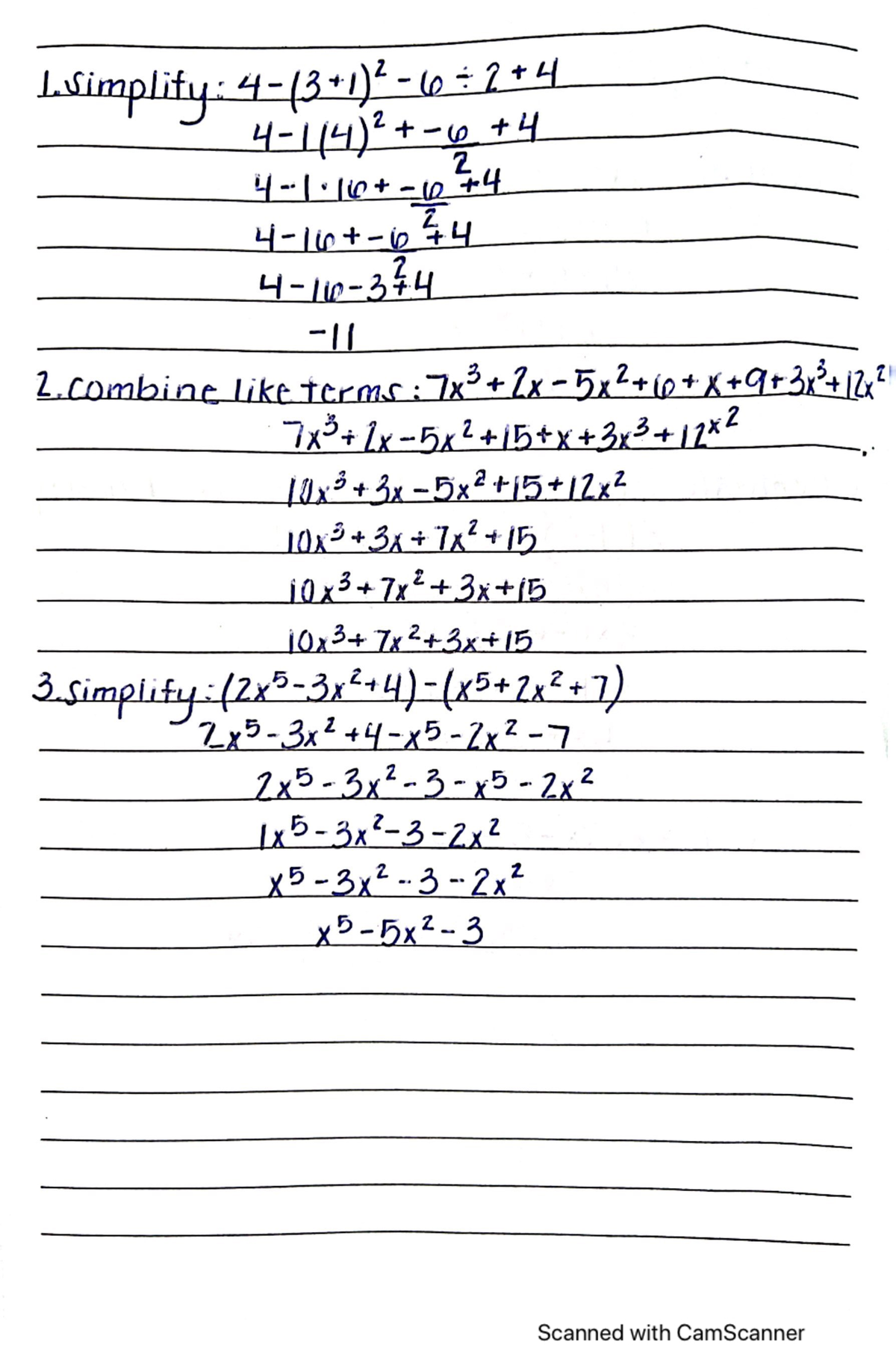 Week 1 Summary (intermediate algebra) - MAT1033 - 1: 2 like terms: 3 ...