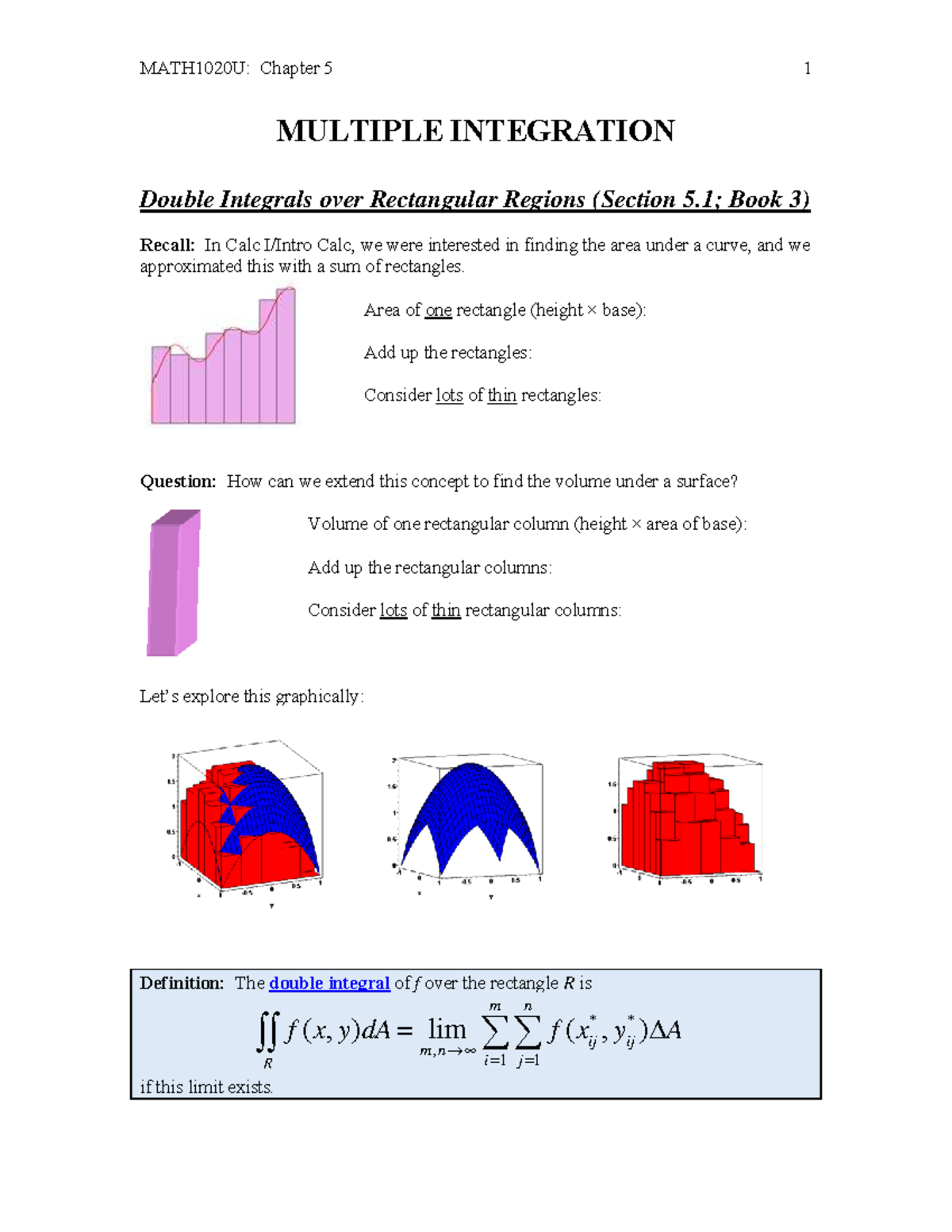 MATH1020U: Chapter 5 - Double Integrals and Volume Calculations - Studocu