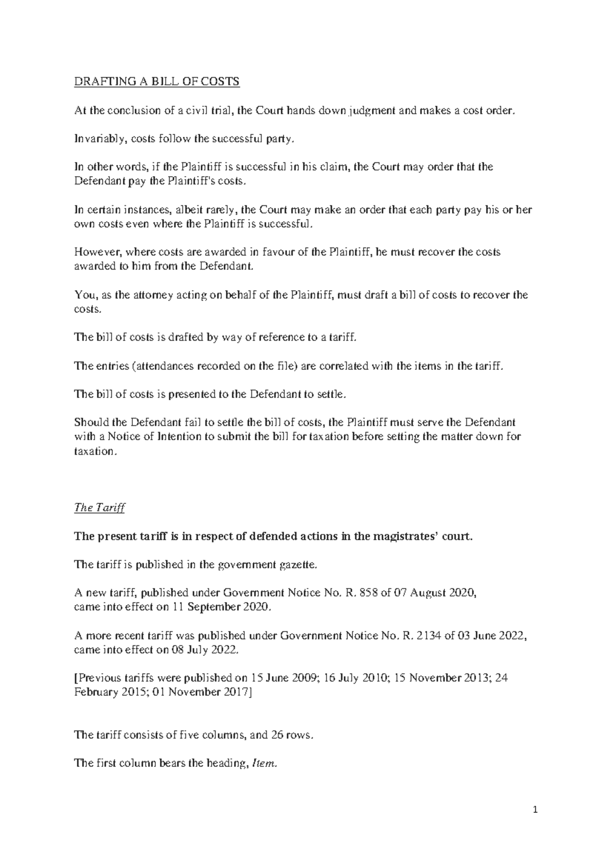 Drafting a Bill of Costs: A Guide for Civil Litigation Attorneys - Studocu