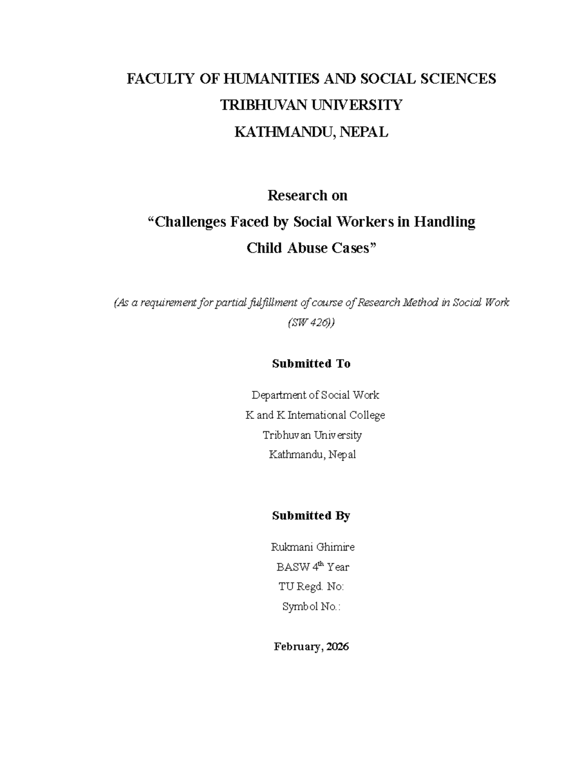 SW 426 Research on Challenges Faced by Social Workers in Child Abuse ...