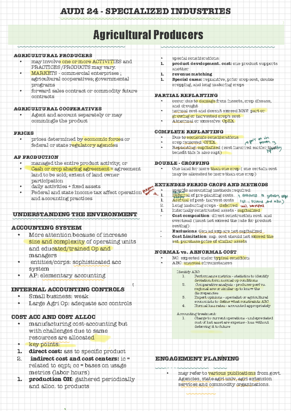 AUDI 24 Lecture Notes: Agricultural Producers & Accounting Practices ...