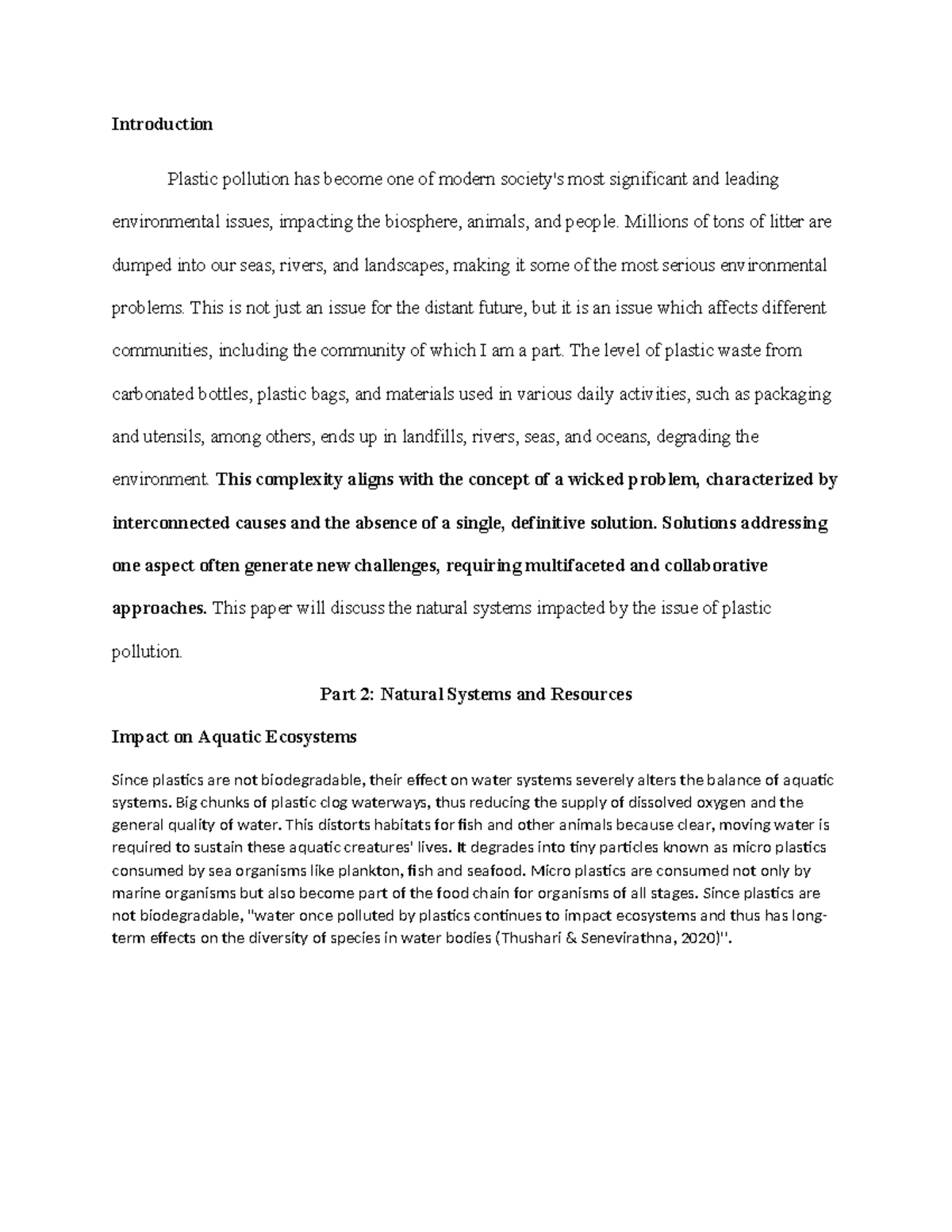 Plastic Pollution: Impact on Aquatic Ecosystems - ENV 101 Essay - Studocu