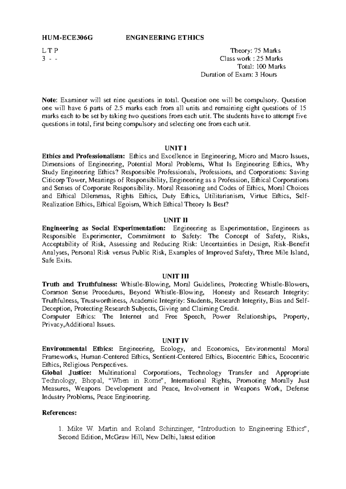 LTP 3 ENGINEERING ETHICS Syllabus Overview and Key Topics - Studocu