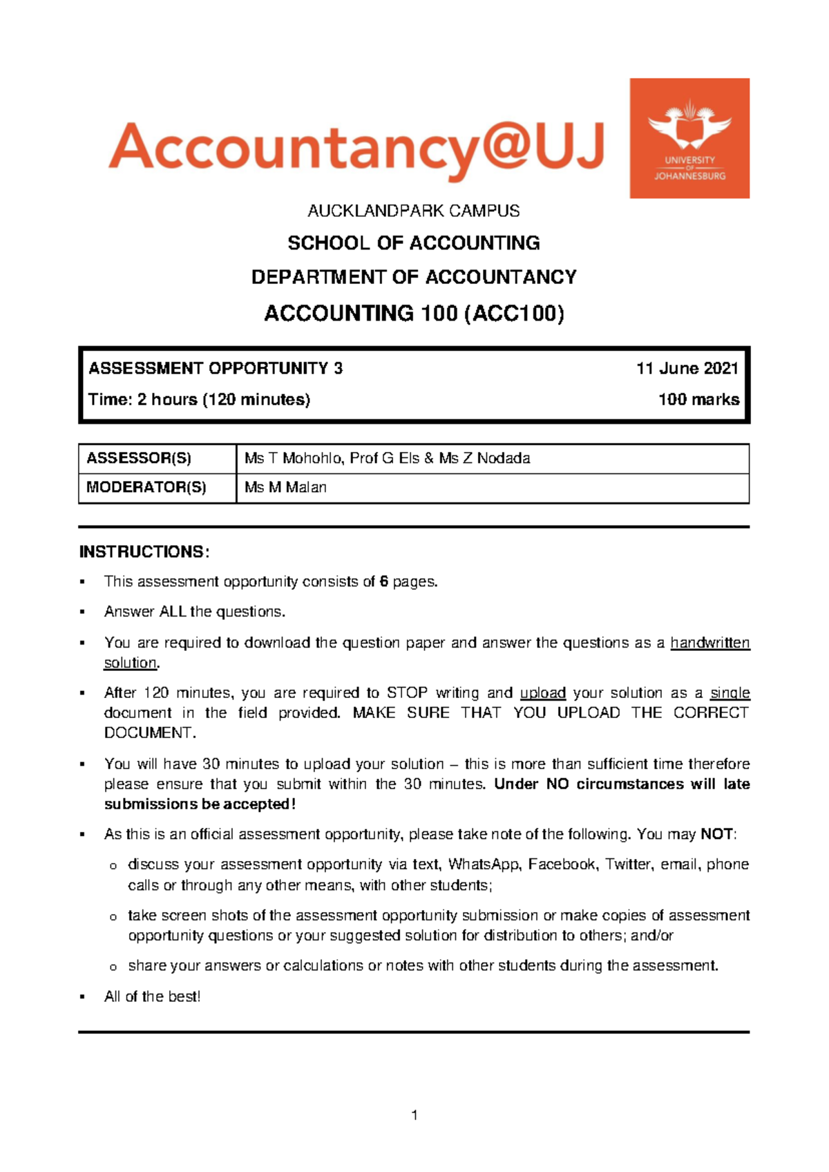 ACC100 Final Exam Practical Questions for Accounting 100 Preparation ...