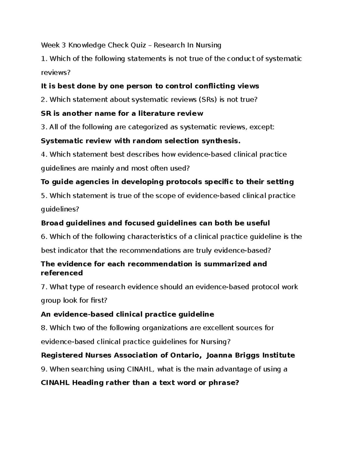 Research- Week 3 Knowledge check - Week 3 Knowledge Check Quiz ...