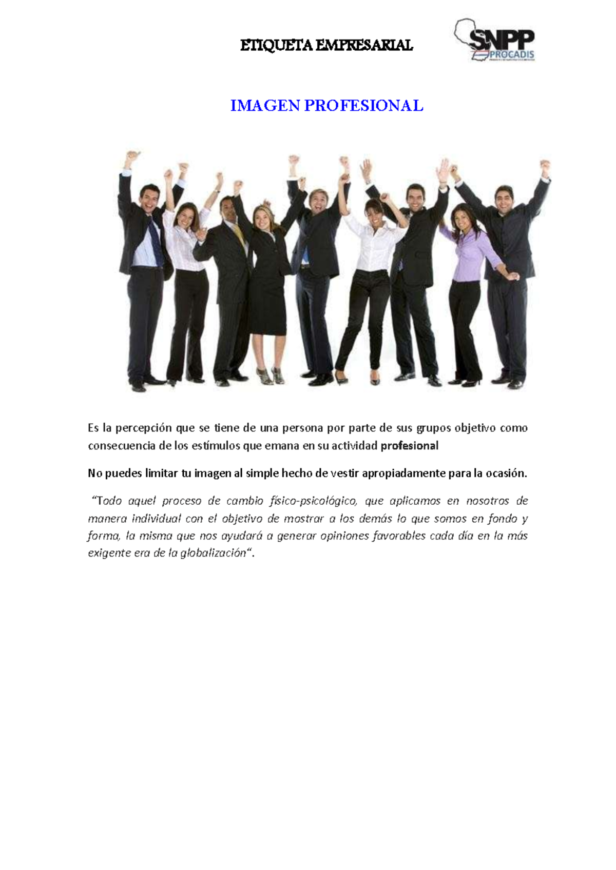 Guía de Imagen Profesional y Protocolo - Apuntes de Clase - Studocu