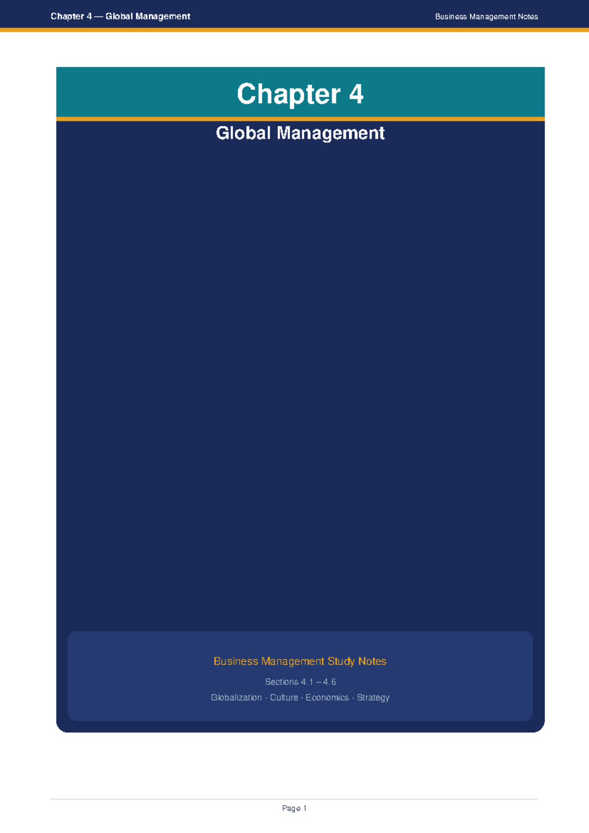 Chapter 4: Global Management Insights - Business Management Notes - Studocu