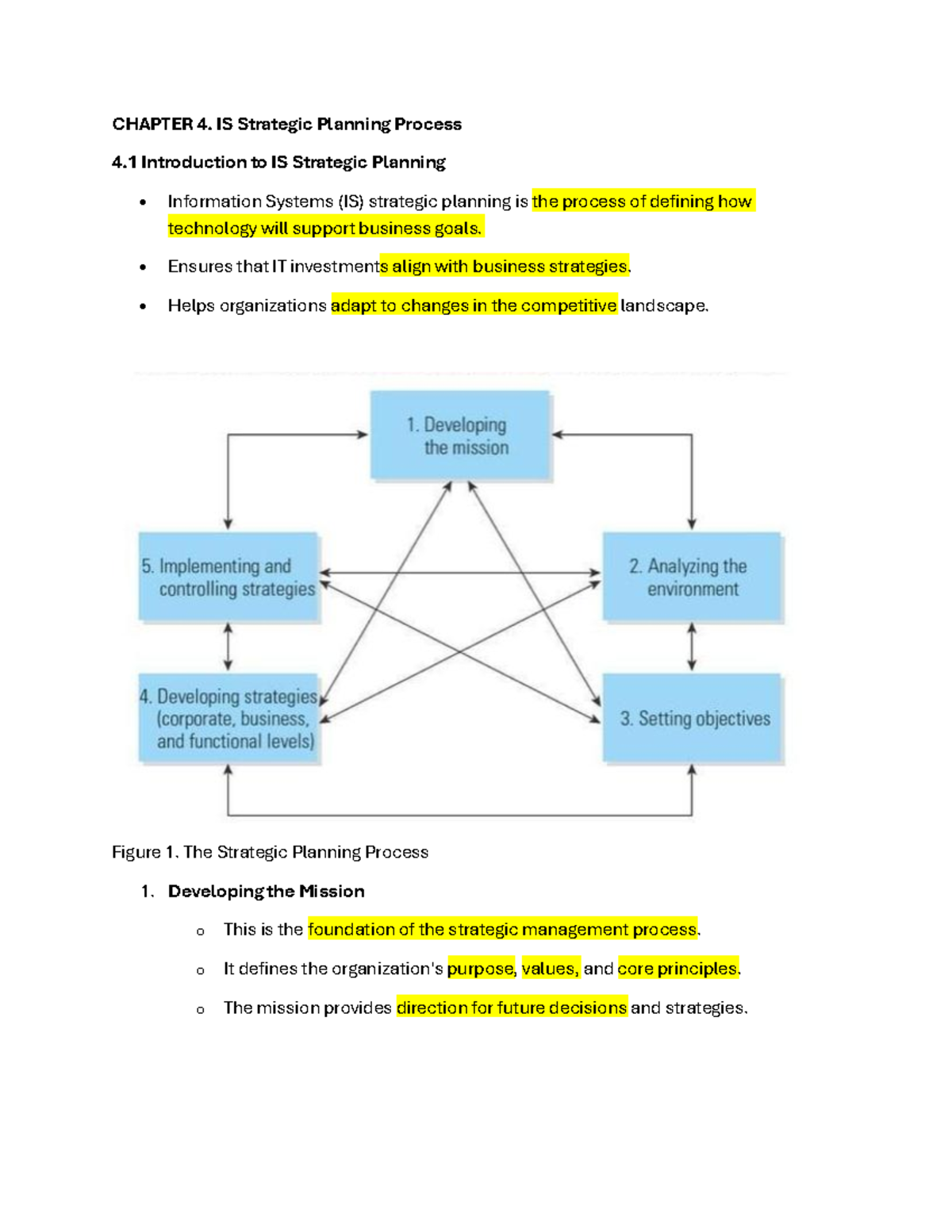 CHAPTER 4 & 5: IS Strategic Planning & Alignment Frameworks - Studocu