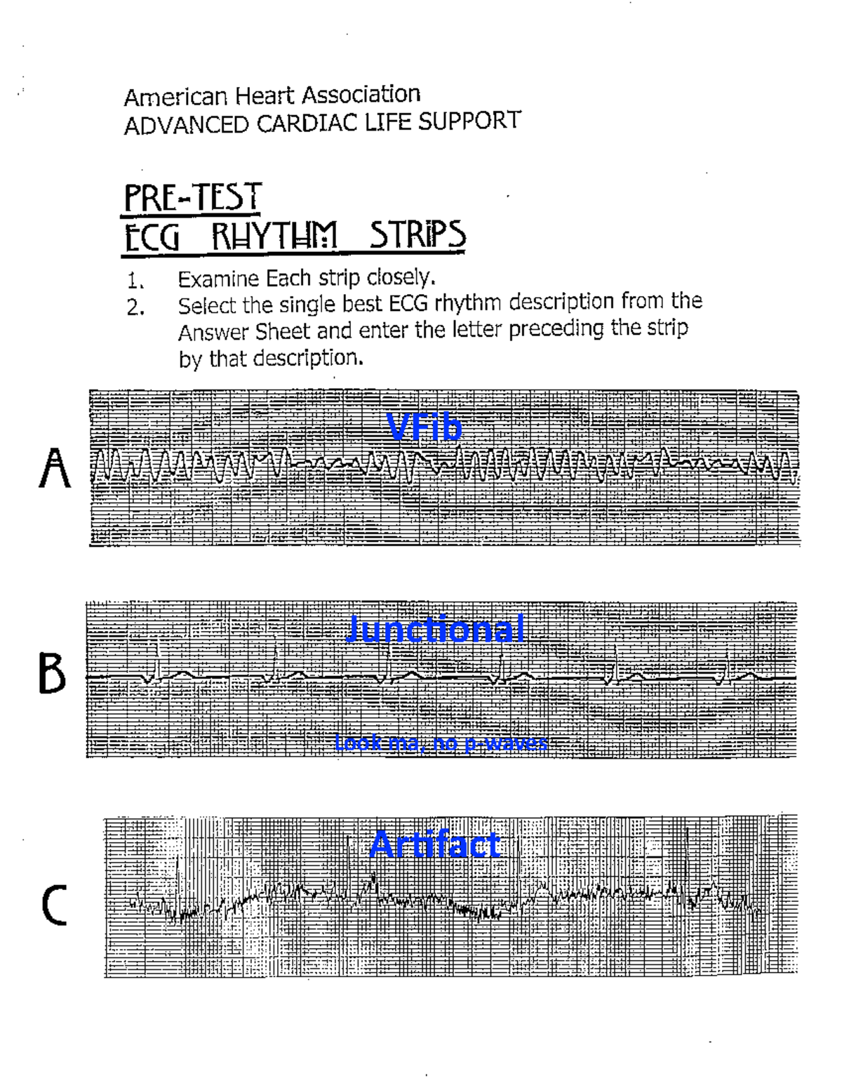 ACLS Pre-Test Rhythm Strips 2019 Answers - CPSY 601 - Studocu