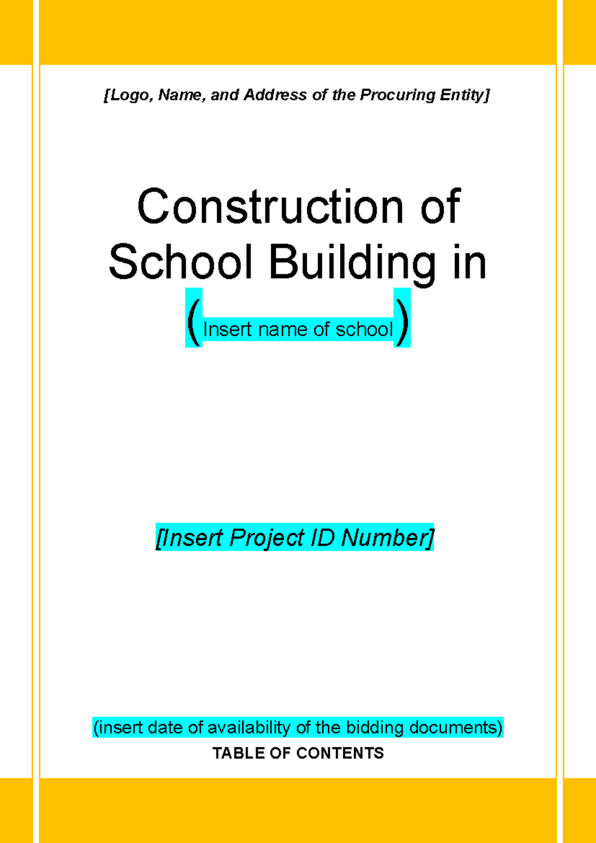 PBD LGU Infra: Bidding Documents for School Building Project - Studocu