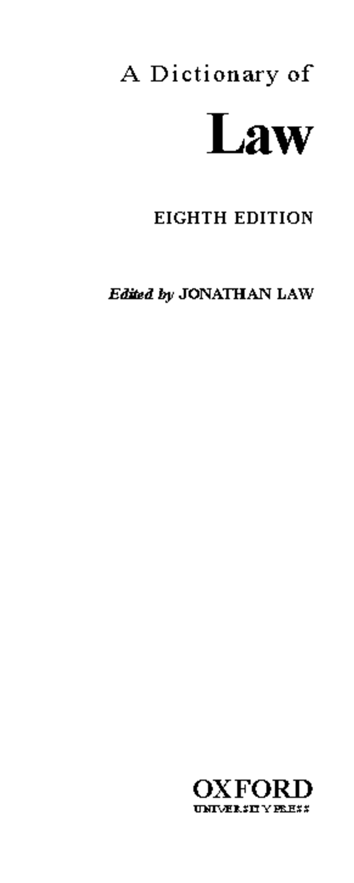 A Dictionary of Law - 8th Edition (CH0019F53020) - Studocu