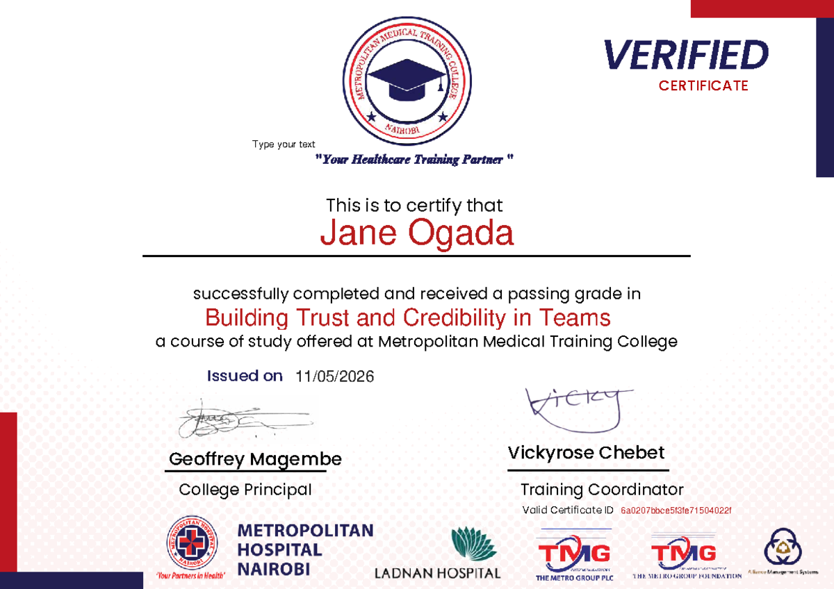 Certificate building trust and credibility in teams 687755 ...