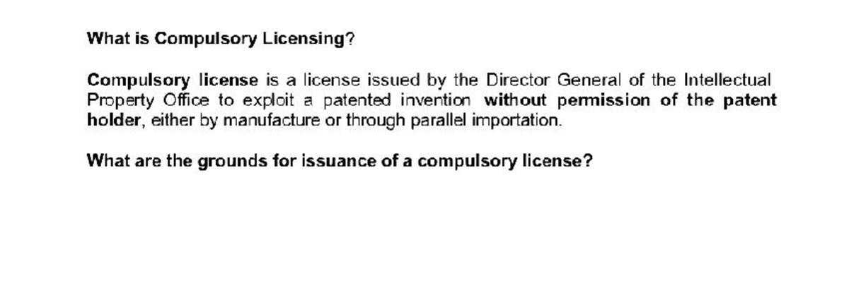 Rfbt - Understanding Compulsory Licensing and Its Implications - Studocu