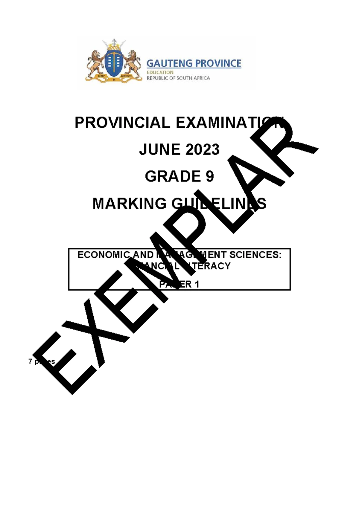 Grade 9 English FAL Provincial Exam June 2023: Question Paper - Studocu