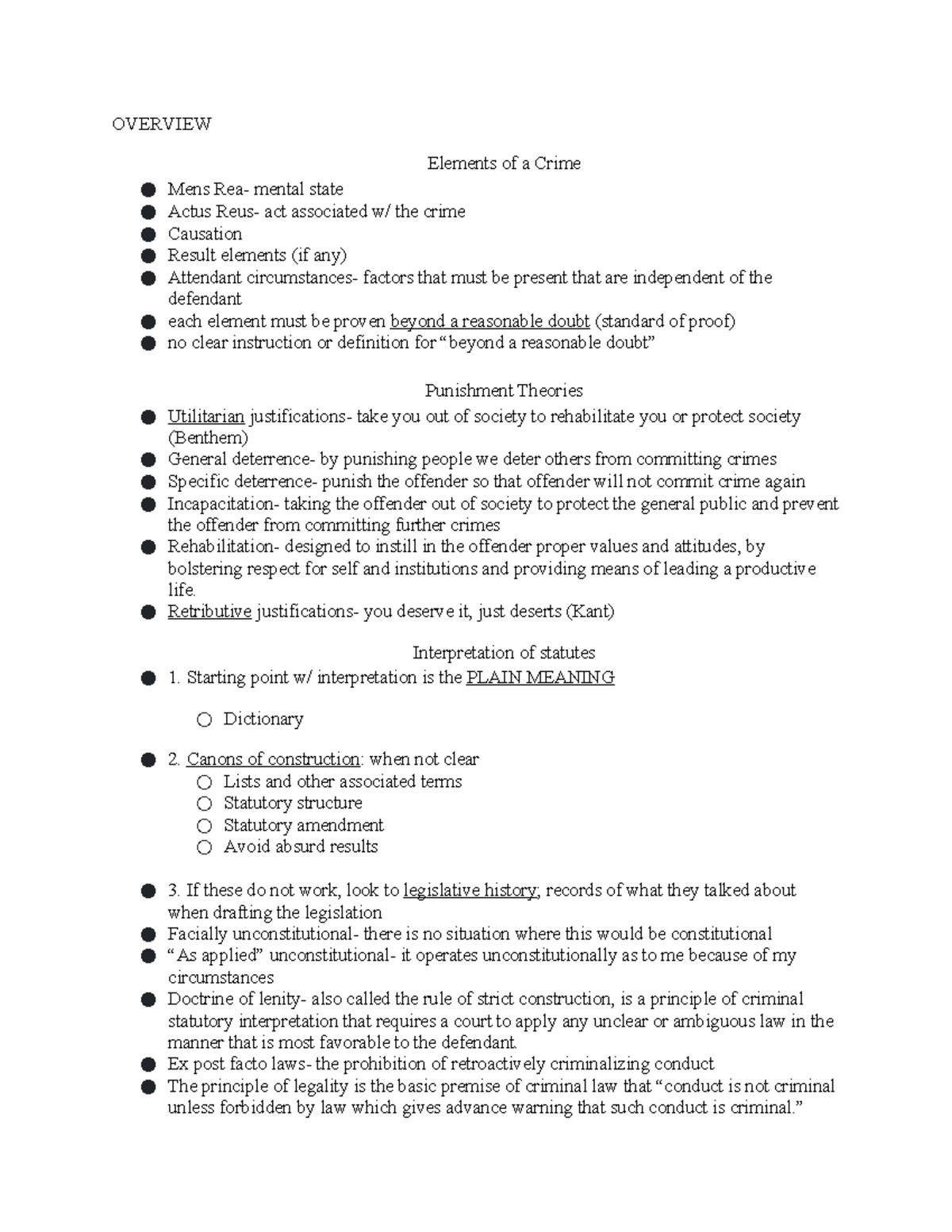 Criminal Law 101: Comprehensive Outline of Key Concepts - Studocu