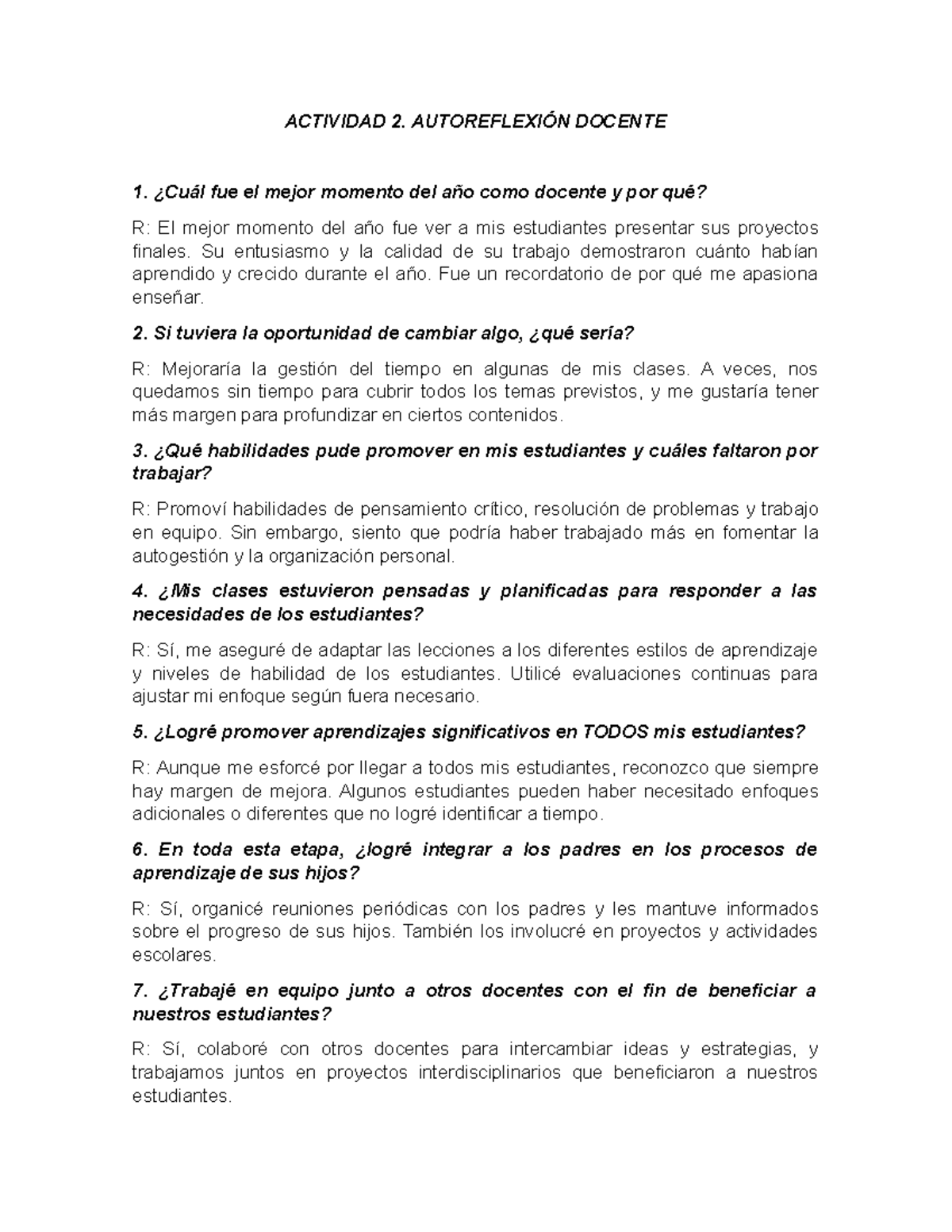 ACTIVIDAD 2: AUTOREFLEXIÓN DOCENTE - LOPEZ ROQUE YOCELIN - Studocu