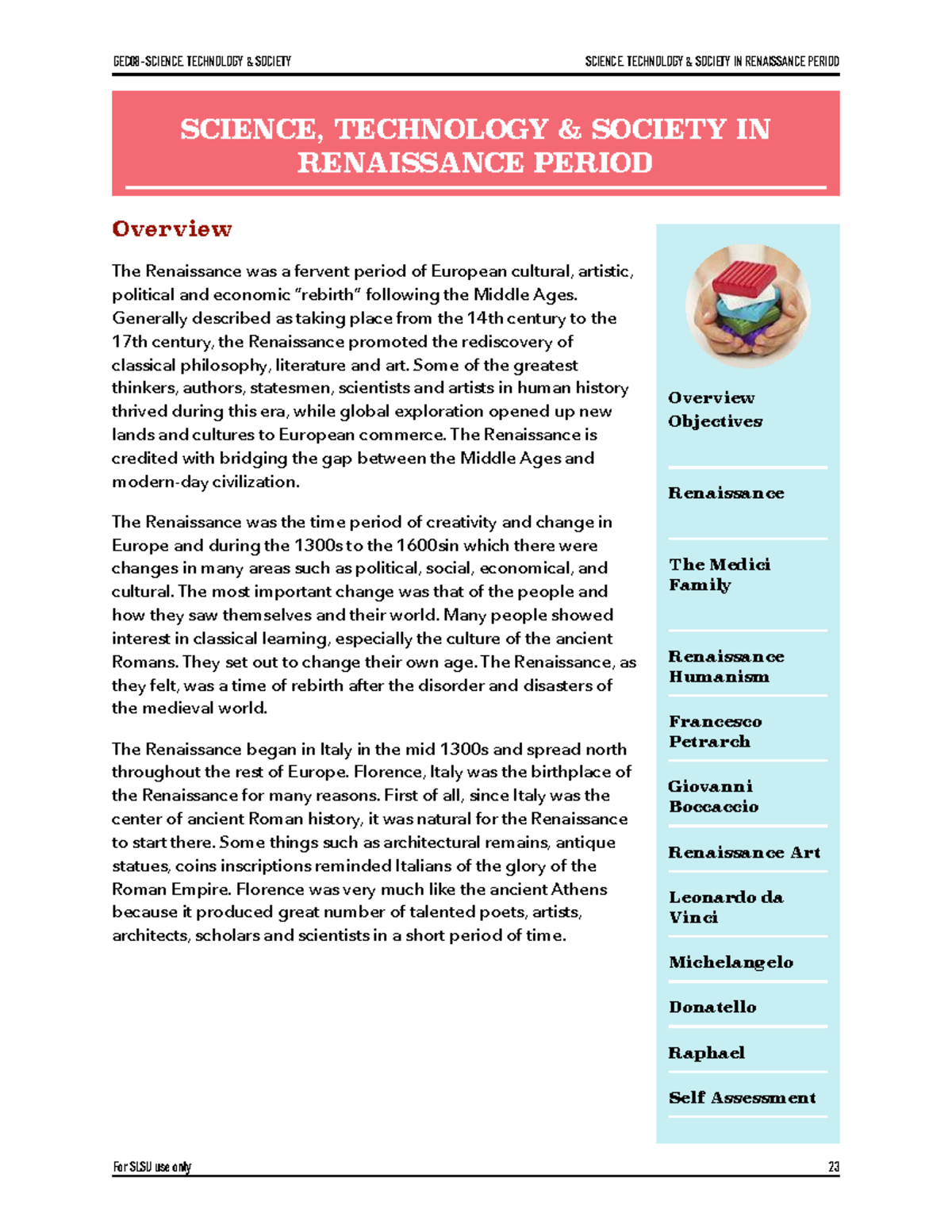 SLSU 4: Renaissance - Technology and Society in the Renaissance Period ...