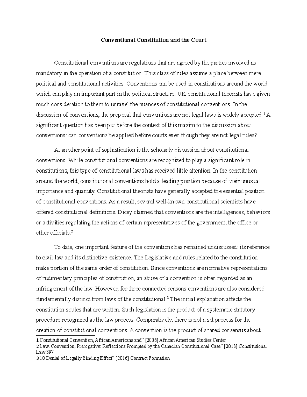 **Constitutional Conventions and Judicial Applications: An Analysis ...