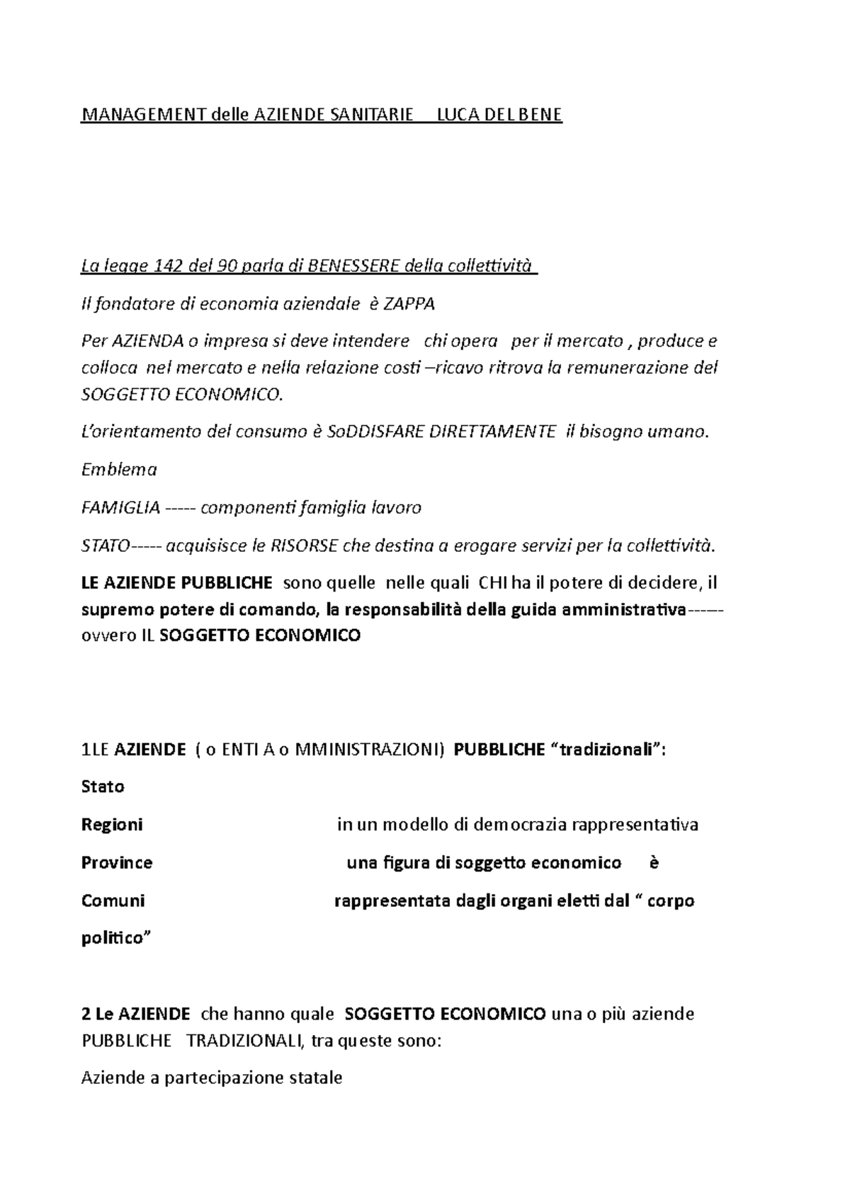 Slide Management delle AZ san Slide LUCA DEL BENE - MANAGEMENT delle ...