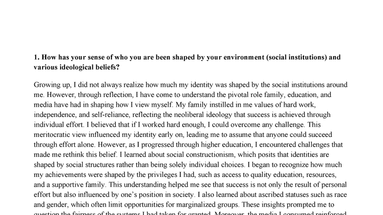 GNED 500 Assignment #1: Identity, Social Institutions, and Global ...