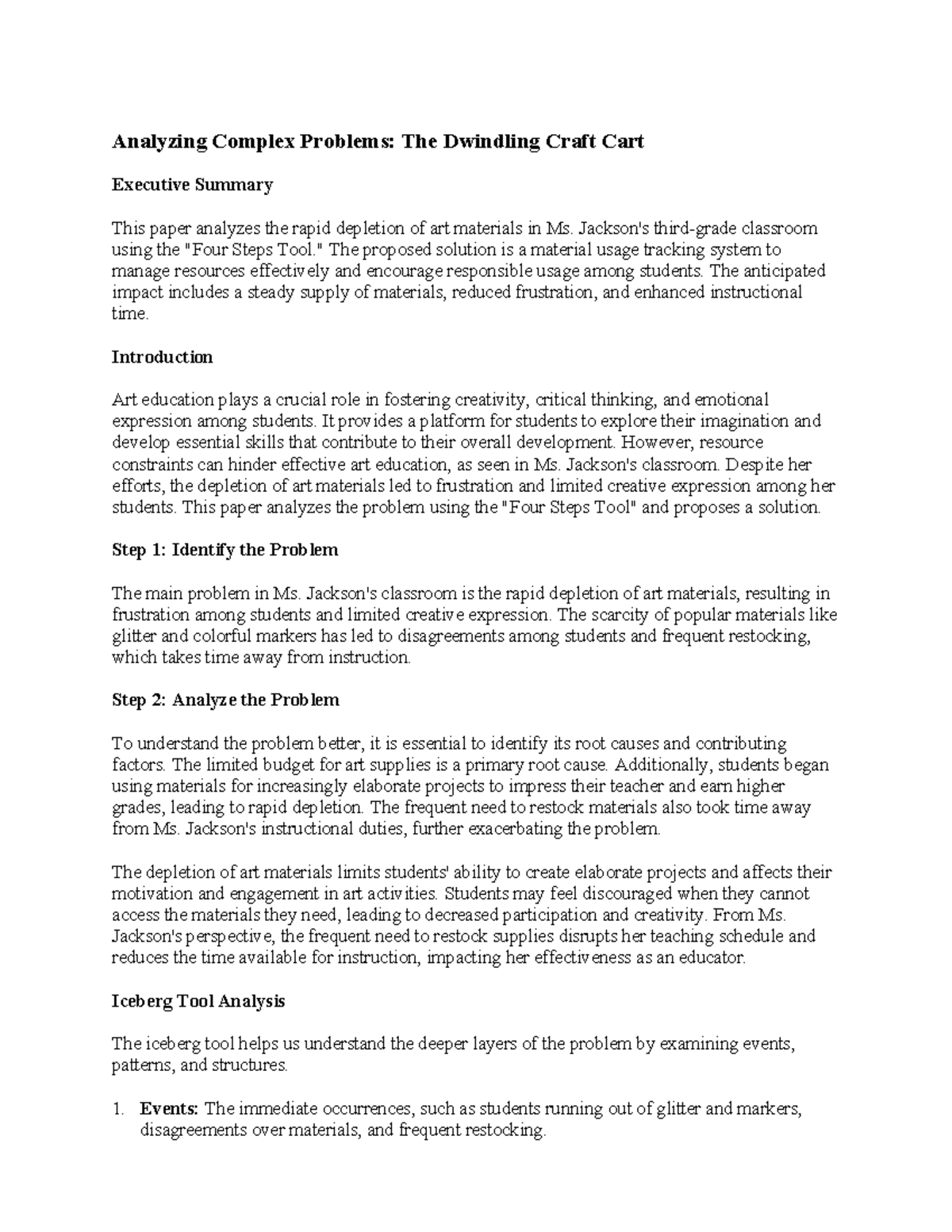 AAN1 Task 3: Analyzing Art Material Depletion & Proposed Tracking ...