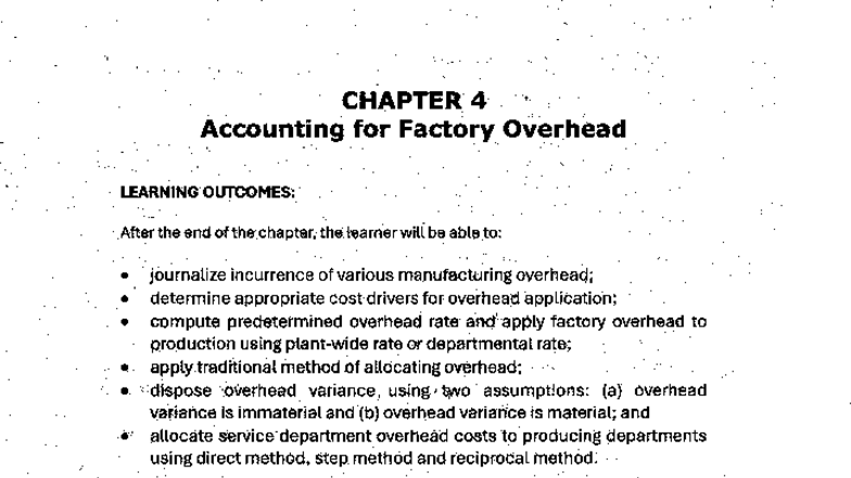 COST ACC 4: Accounting for Factory Overhead Overview and Key Concepts ...