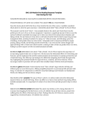 English 130 week 4 part 2 - ENG 130 Module Four Preliminary ...