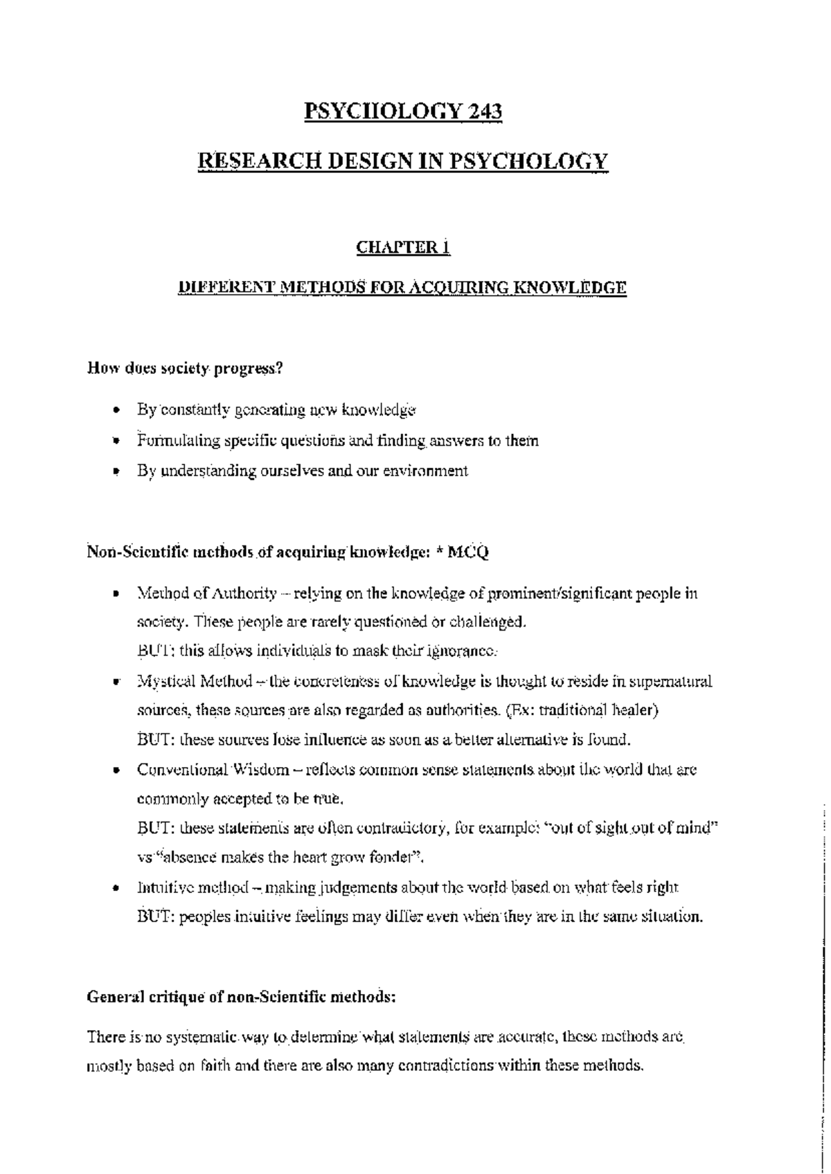 Psych notes - Chapter 1, 2, 5, 6, 10, 11, 13 and 16 - PSYCH 243 - Studocu