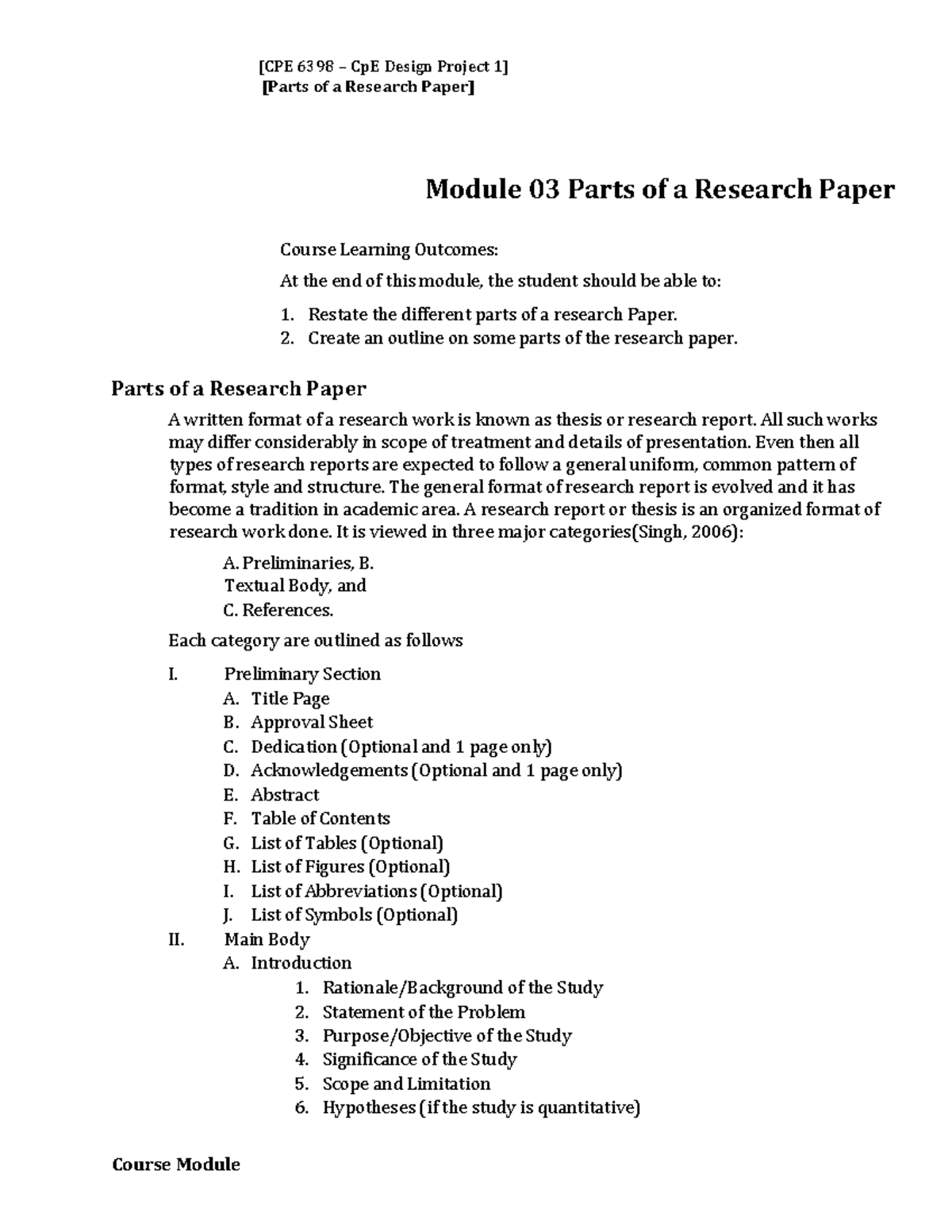 W3 Module 3: Comprehensive Guide to Research Paper Structure - Studocu