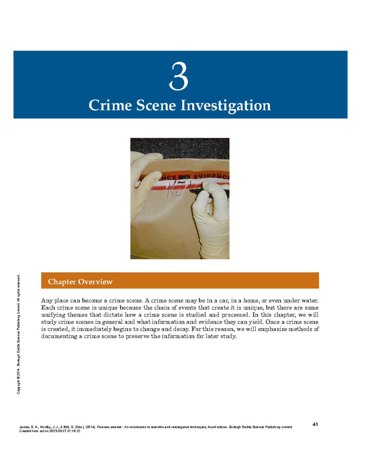 Forensic Science: Chapter 3 - Crime Scene Investigation - Studocu