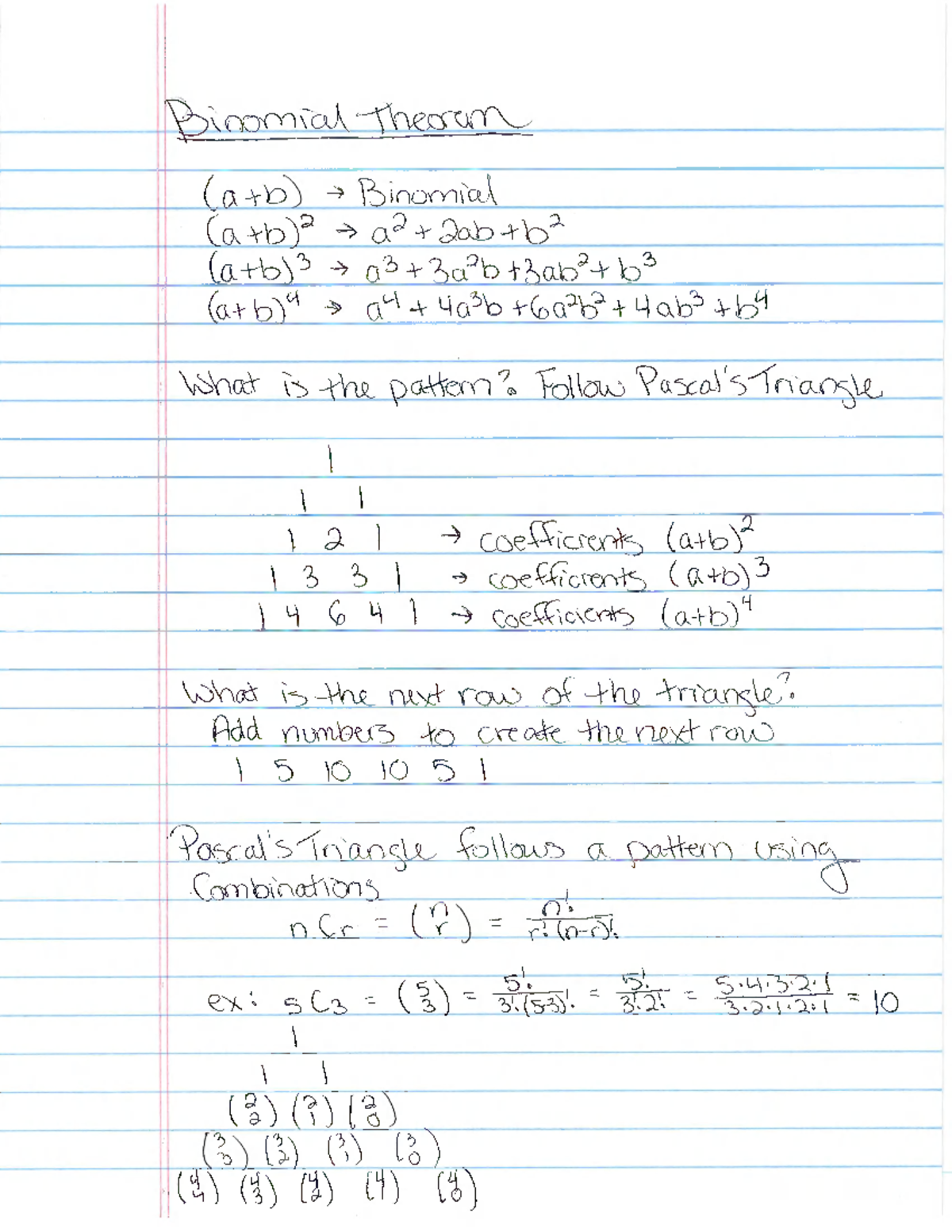 AP Pre Calc Binomial Theorem Notes - Studocu