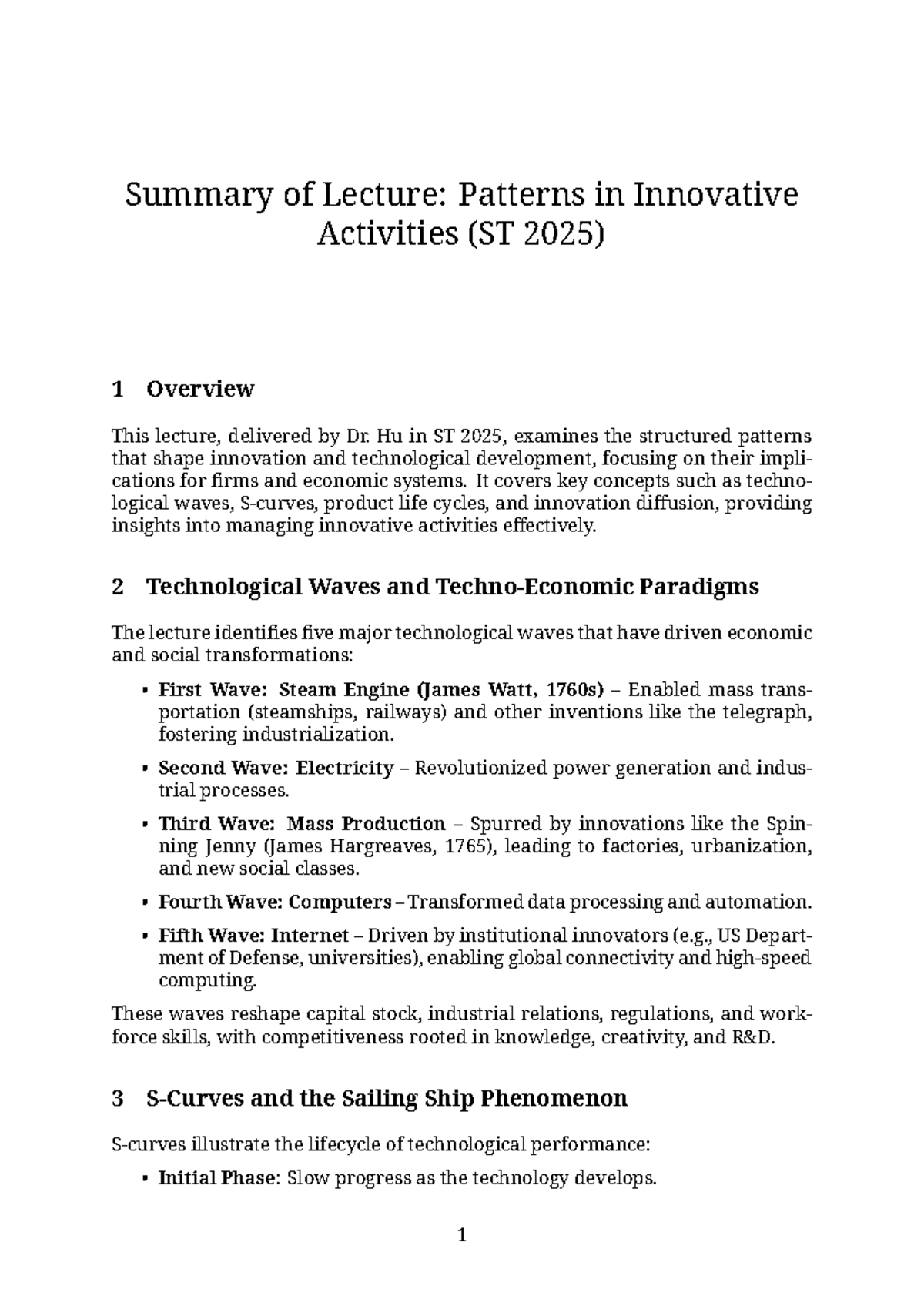 Lecture Summary: Patterns in Innovative Activities (ST 2025) - Studocu