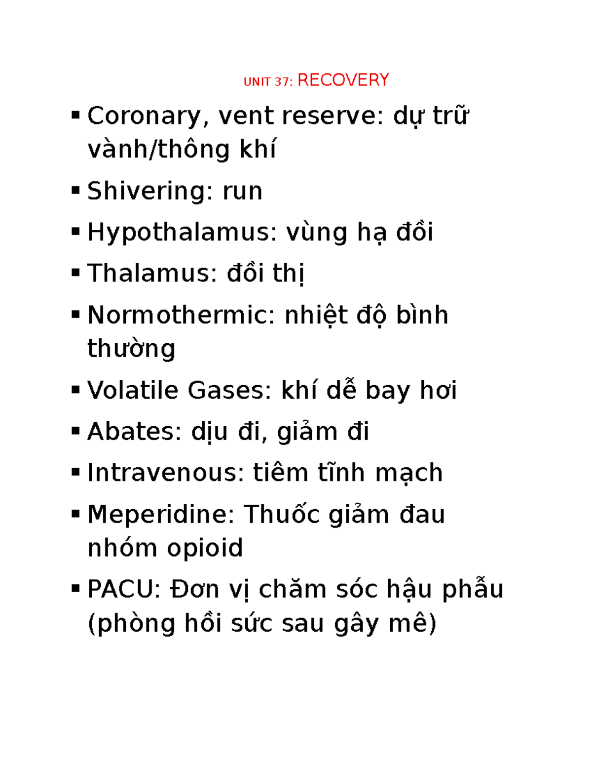 E Ng Lis H - Vocabulary for Year 1 Physiotherapy (PHCN) - Studocu