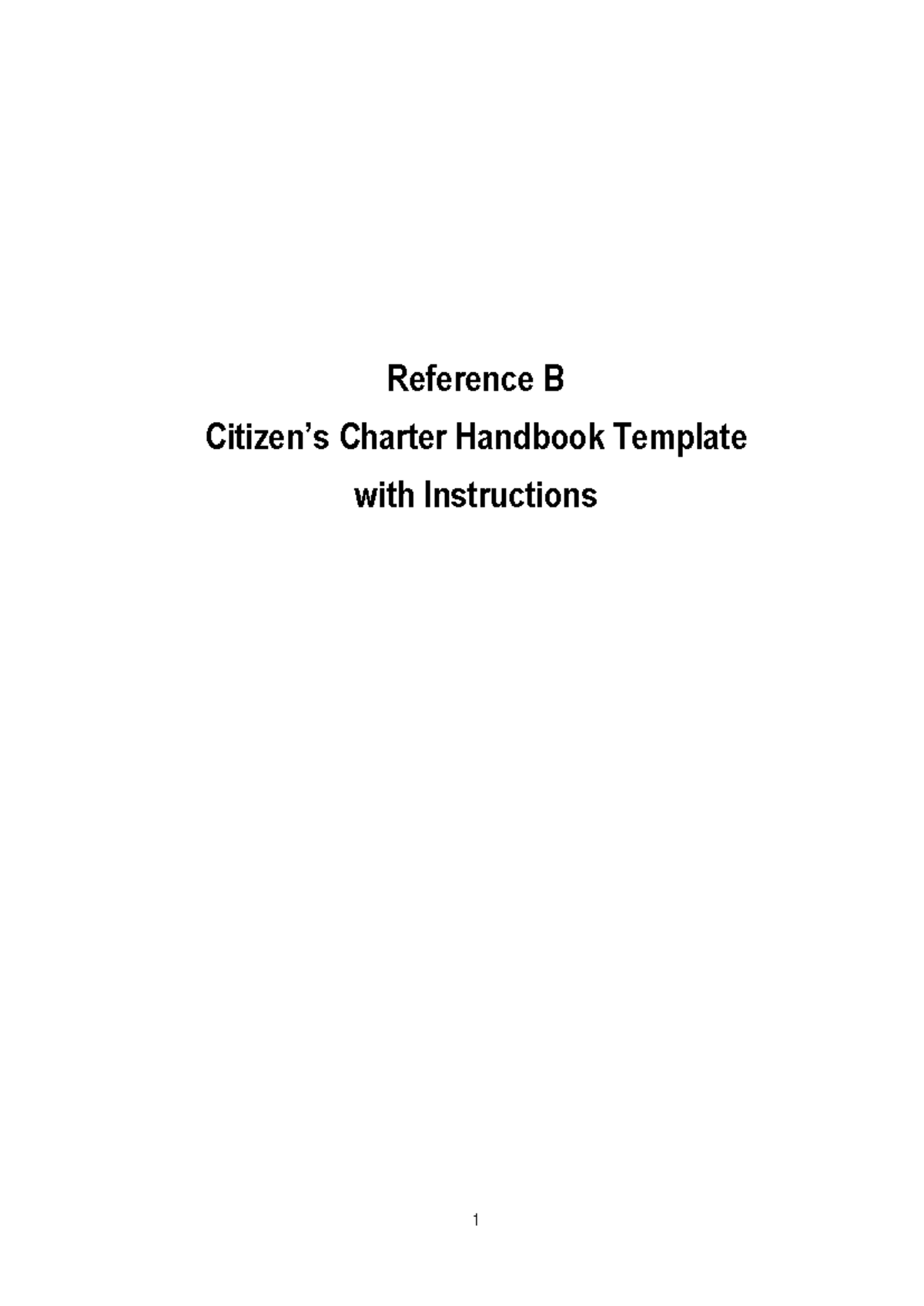 Citizen's Charter Handbook Template: Revised Edition with Instructions ...