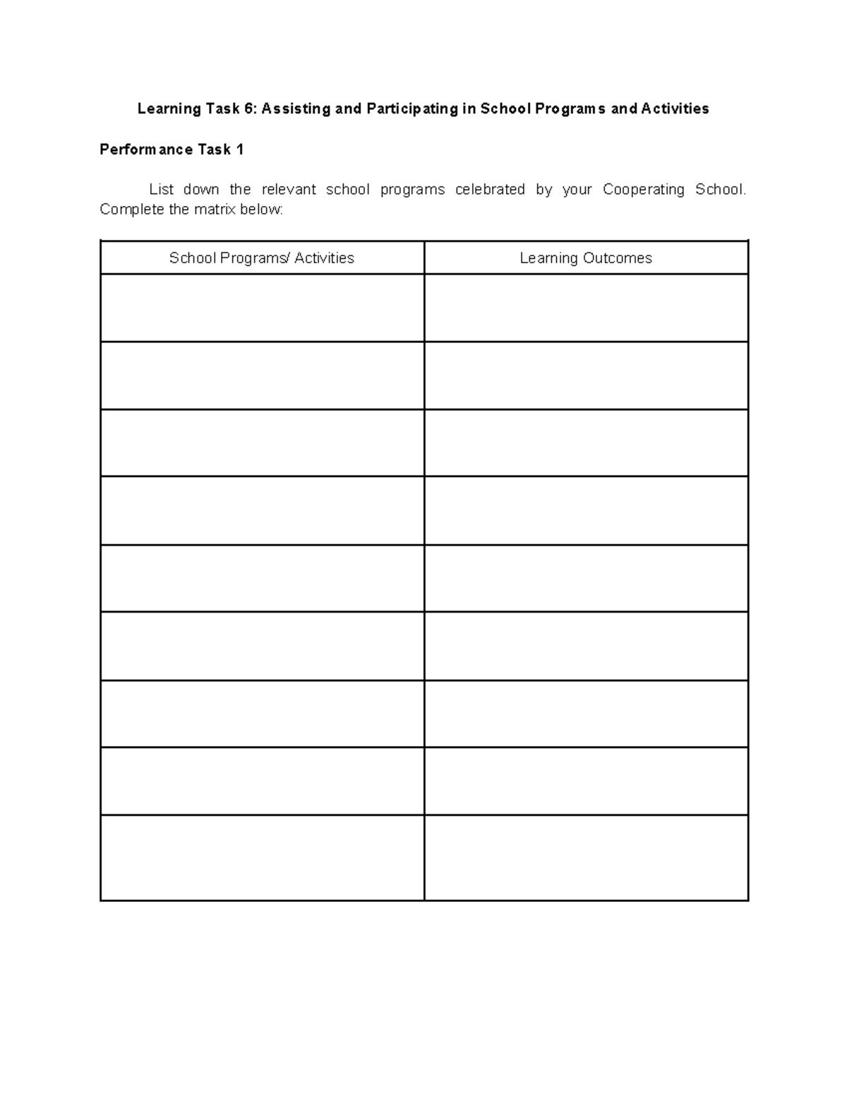 Learning Task 6: School Programs & Their Impact on Student Success ...