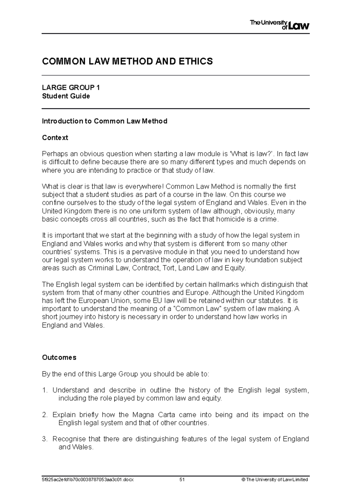 Common Law Method Lecture Notes (LARGE GROUP 1) - Understanding Legal ...