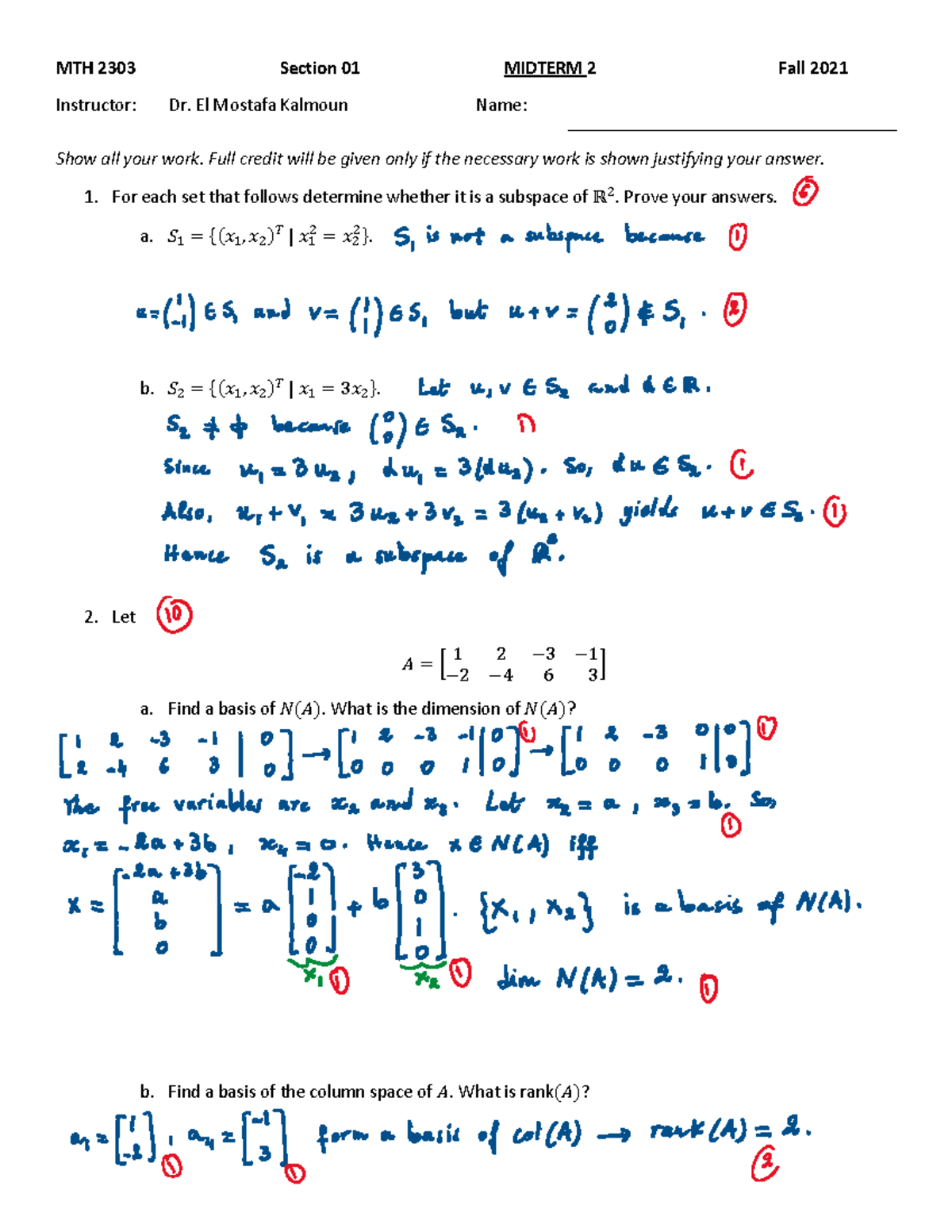 MTH 2303 Midterm 2 Exam Review - Fall 2021 - Studocu
