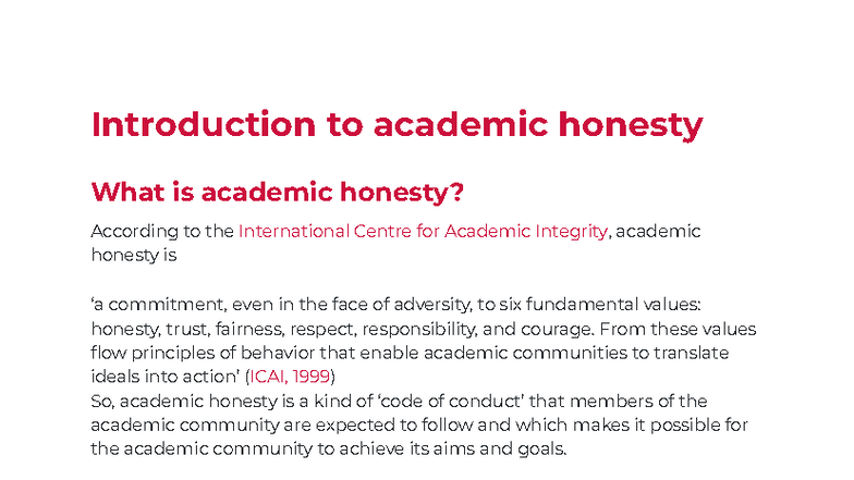 Academic Honesty Overview: Principles & Importance at CityUHK - Studocu
