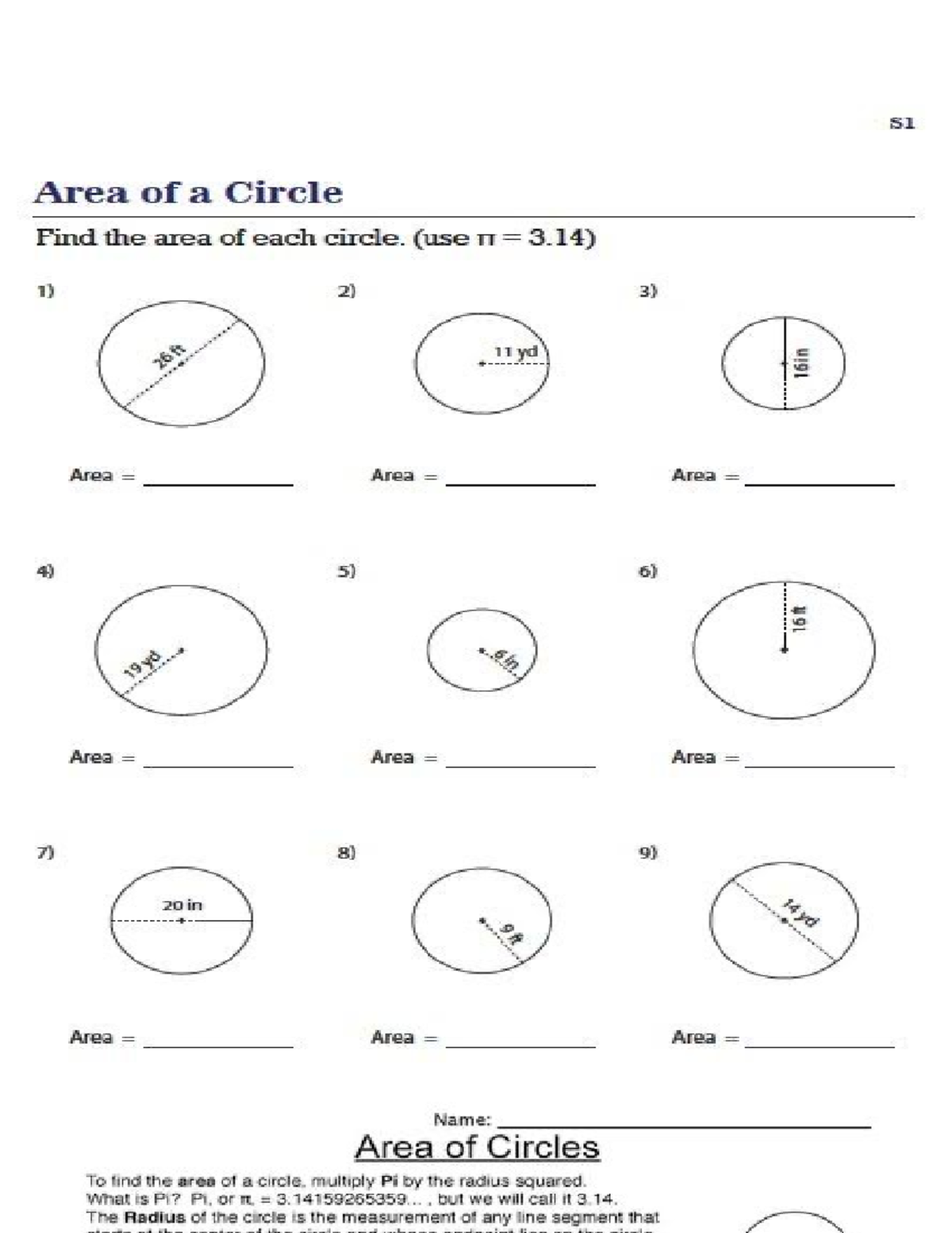 Area of circle - grade 5 - Bachelor of Elementary Education - S1 Area ...