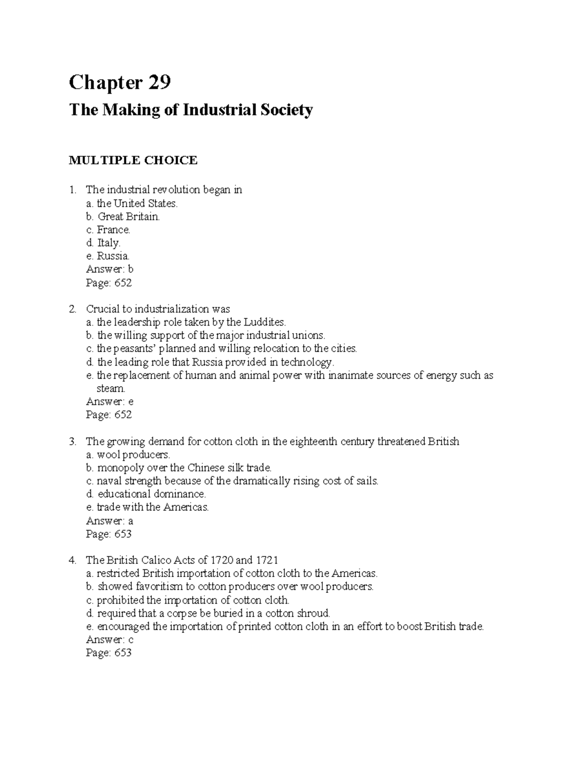AP World History Chapter 29: The Making of Industrial Society Quiz ...