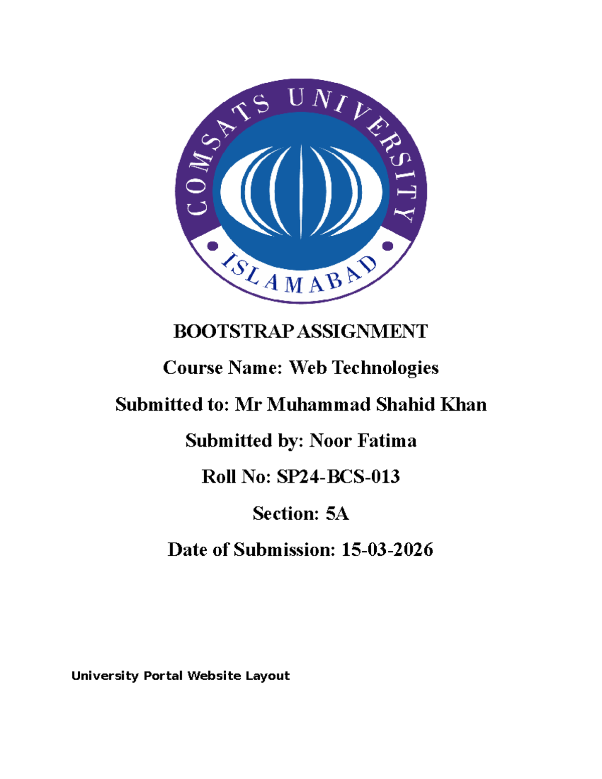 Bootstrap Assignment: University Portal Layout Design for Web Tech ...