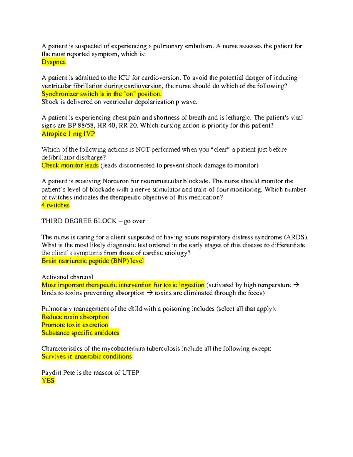Exam 2 MS Fall - Nursing Care Scenarios and Key Interventions - Studocu